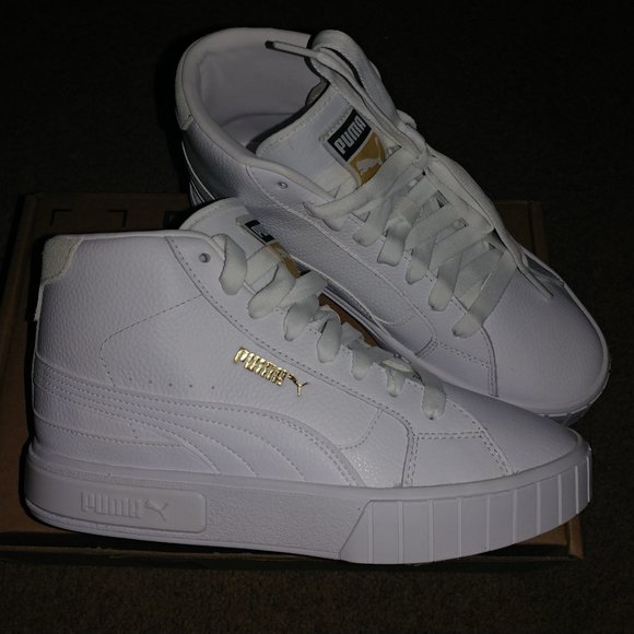 Puma | Shoes | Puma Cali Star Mid Top White Leather Sneakers Womens ...